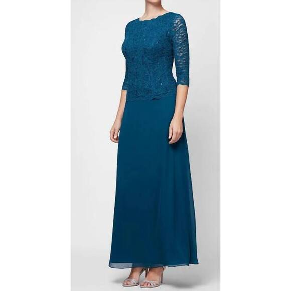 Alex Evenings | Dresses | New Alex Evenings Long Mock Dress With Lace ...